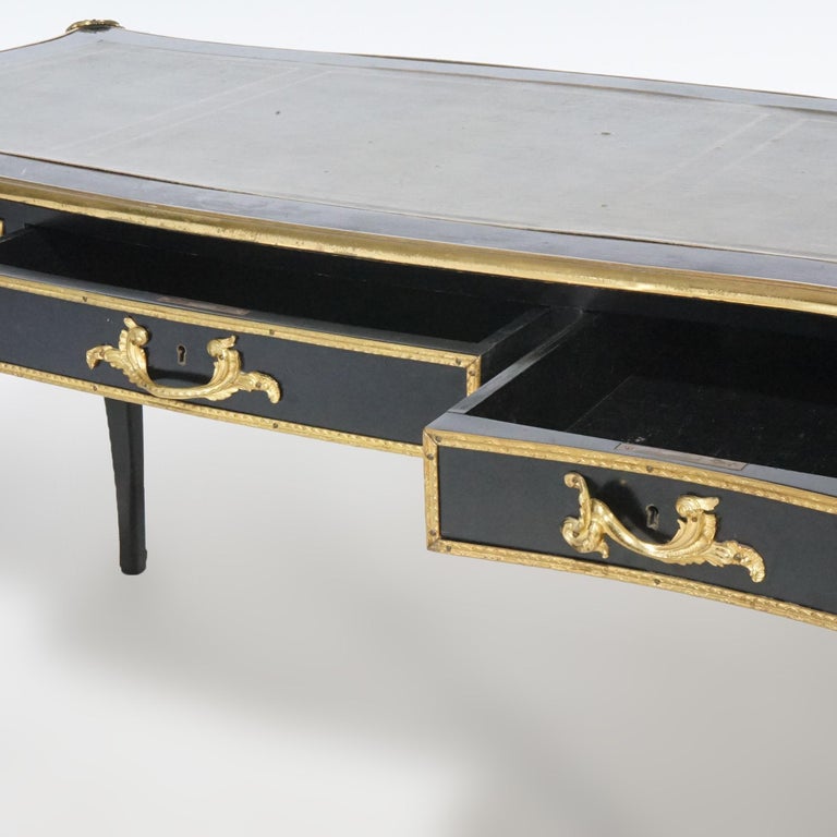 Antique Louis XIV Style Ebonized Bureau Plat with Gilt Bronze Ormolu ...