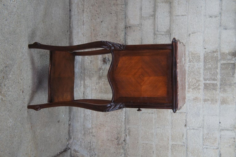 Antique Louis XV French Provincial Walnut Marble Smoking Humidor Table ...