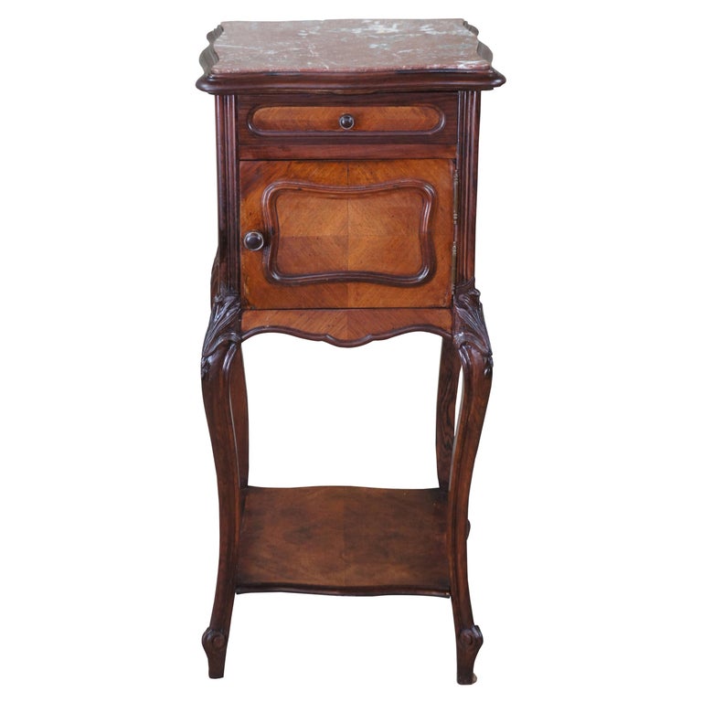 Antique Louis XV French Provincial Walnut Marble Smoking Humidor Table ...