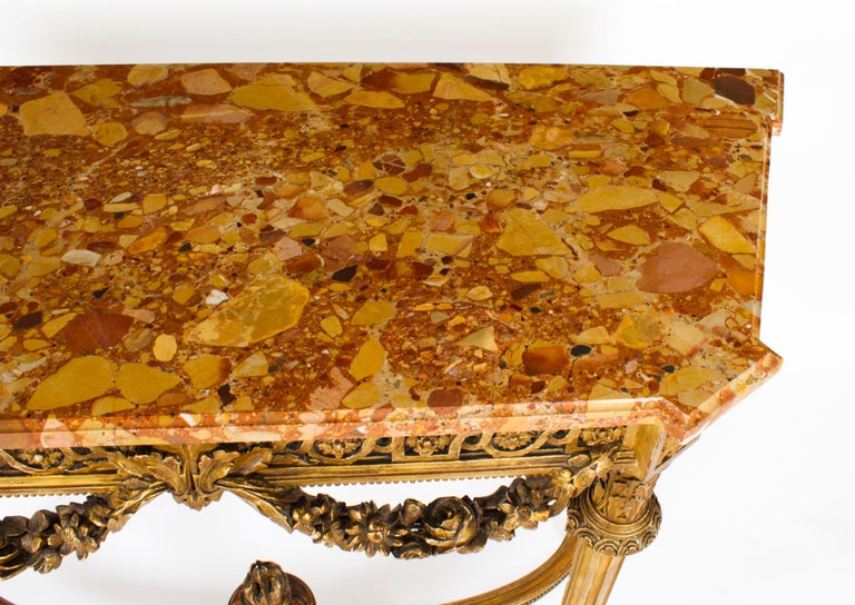 Antique Louis XV Revival Carved Giltwood Console Pier Table 19th ...