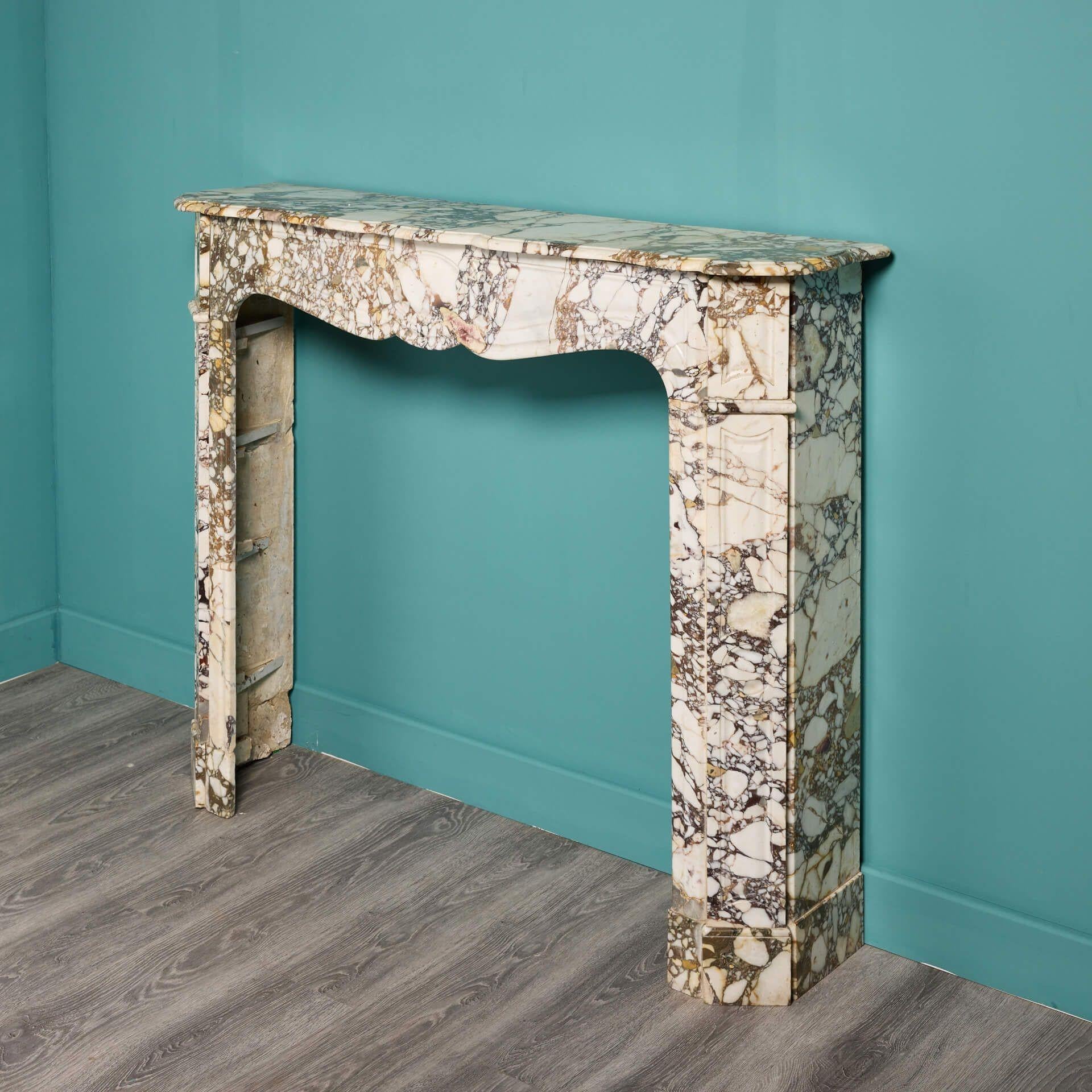 Antique Louis XV Style Breccia Marble Fire Mantel For Sale at 1stDibs