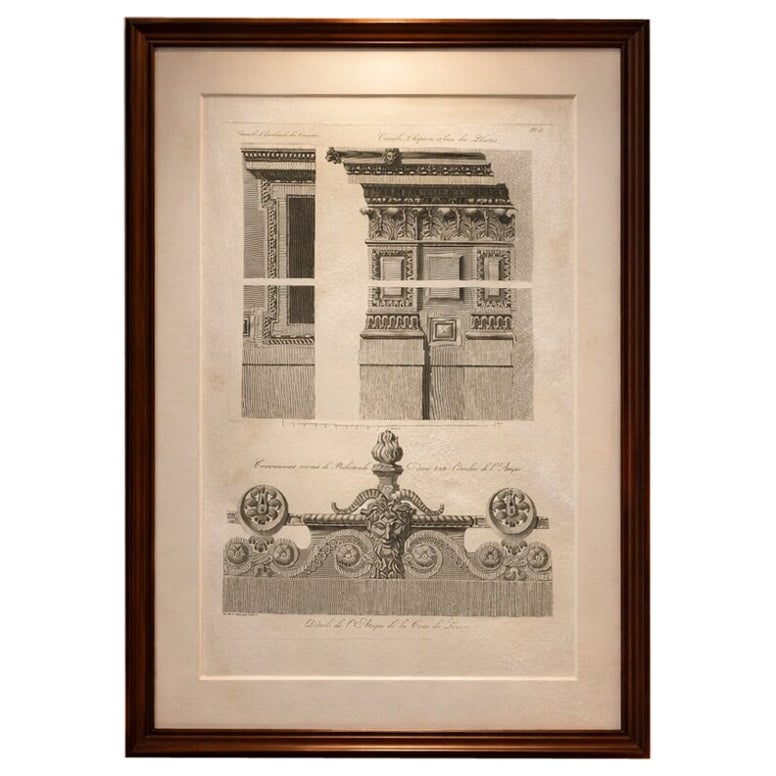 Antique Louvre Architectural Ornament Engraving, French Neoclassical ...
