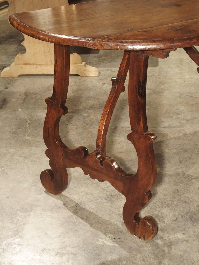 Antique Lyre Leg Demilune Console Table from Umbria Italy, 18th Century ...