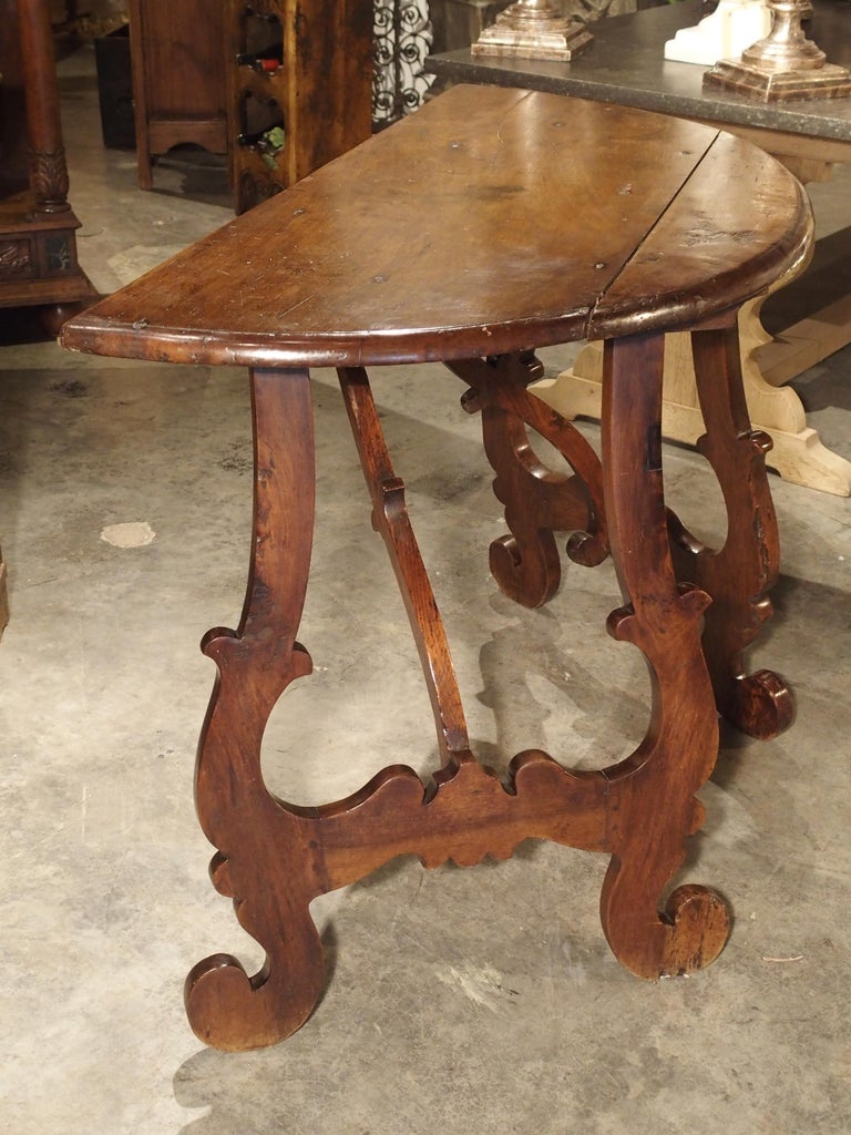 Antique Lyre Leg Demilune Console Table from Umbria Italy, 18th Century ...
