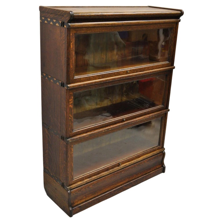Antique Macey 3 Section Mission Oak Stacking Barrister Lawyers Bookcase ...