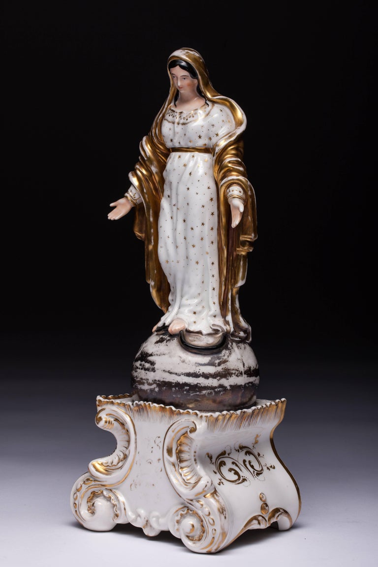 Antique Madonna Old Paris Porcelain Statue at 1stDibs