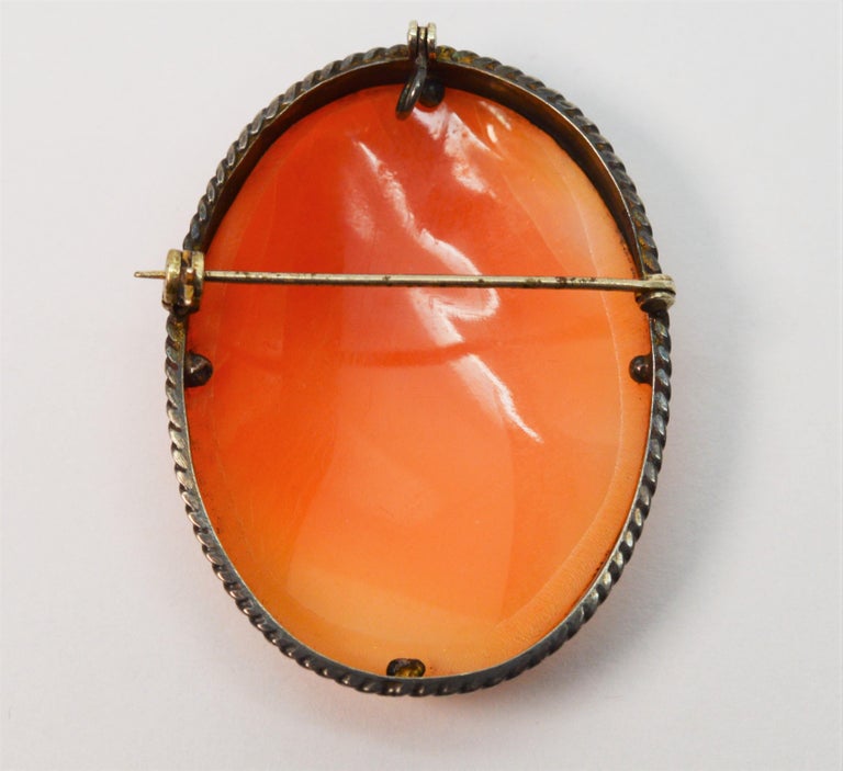 Antique Madonna Shell Sterling Silver Cameo Brooch Pendant at 1stDibs