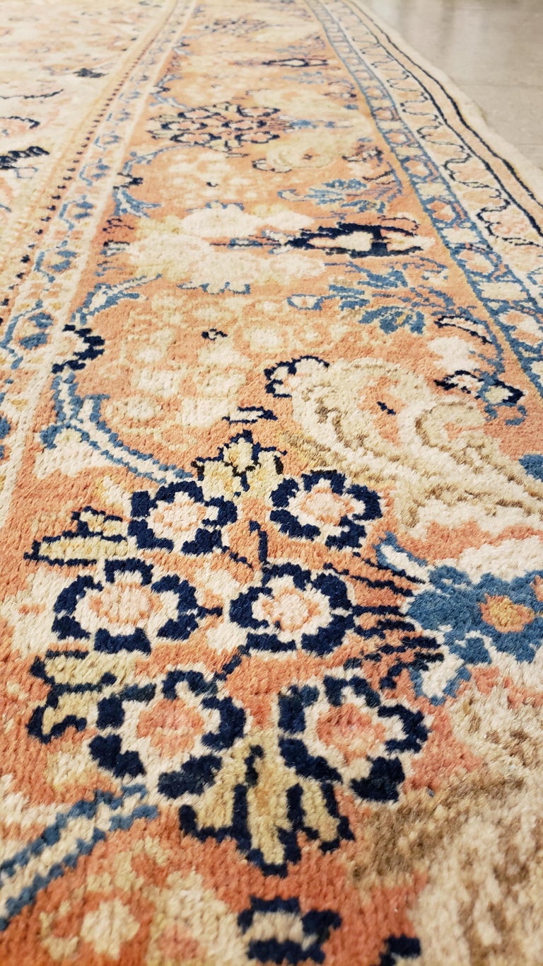 Antique Mahal Rug, Handmade Oriental Rug, Pale Green, Rust and Navy ...