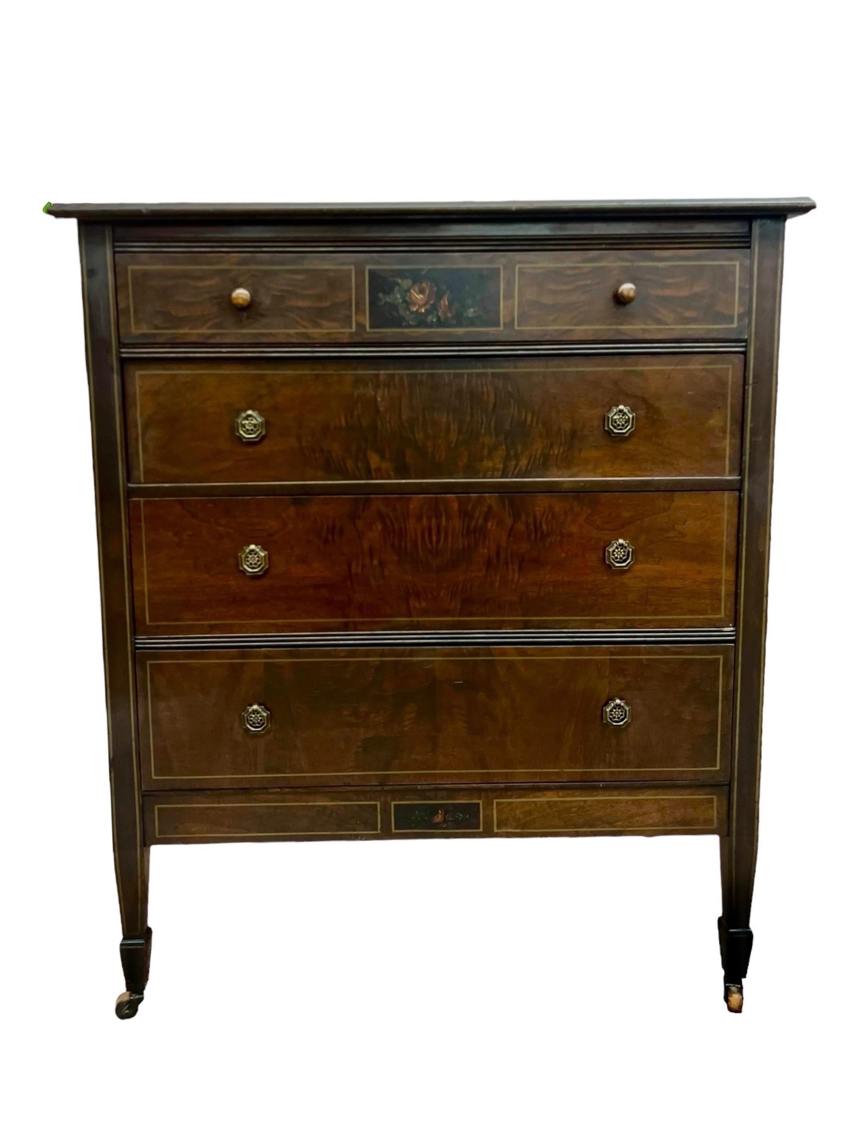 Antique Mahogany 3 Drawer Dresser With Secretary Desk Top With Casters ...