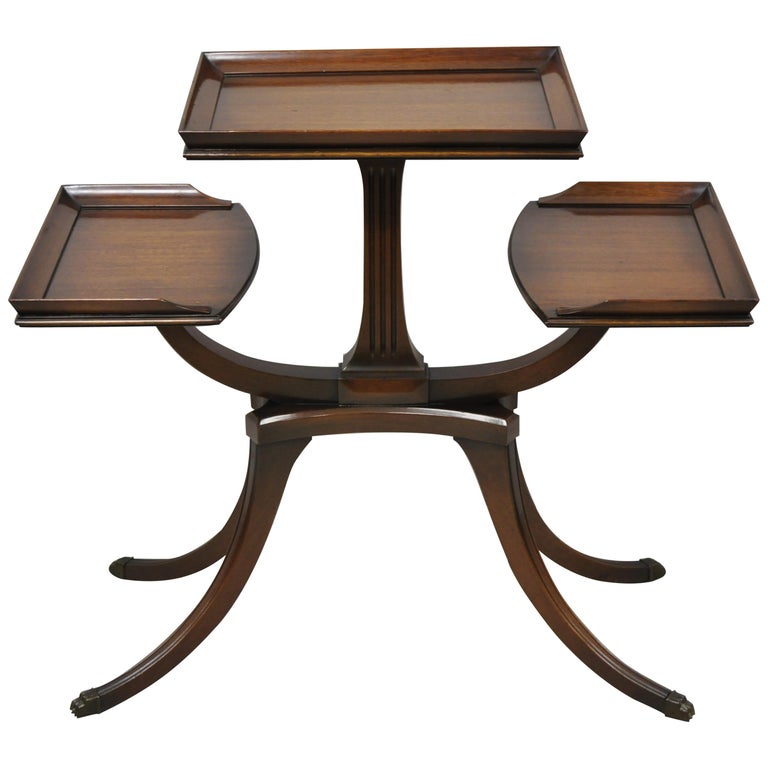 Antique Mahogany 3-Tier Regency Plant Stand Occasional Side Table with ...