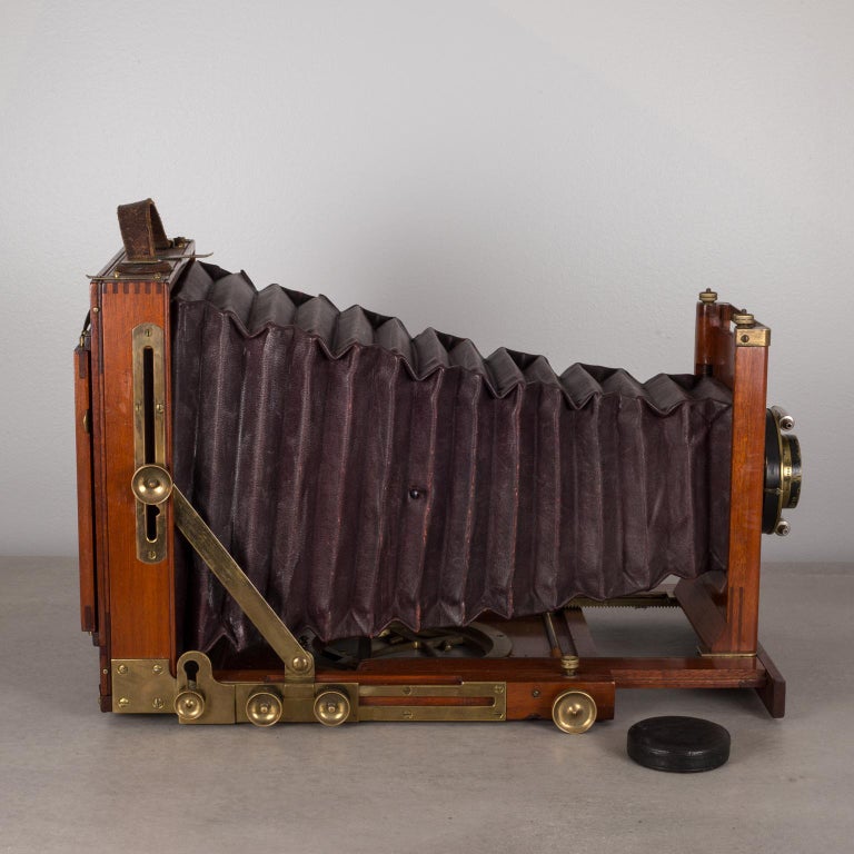 Antique Mahogany and Large Brass Folding Camera, circa 1890s For Sale ...