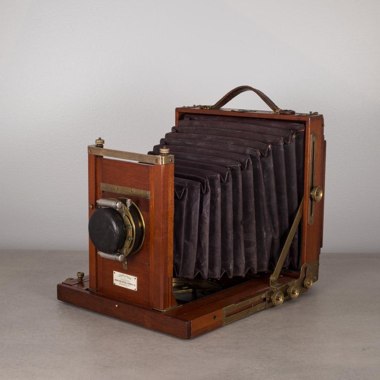Antique Mahogany and Large Brass Folding Camera, circa 1890s For Sale ...
