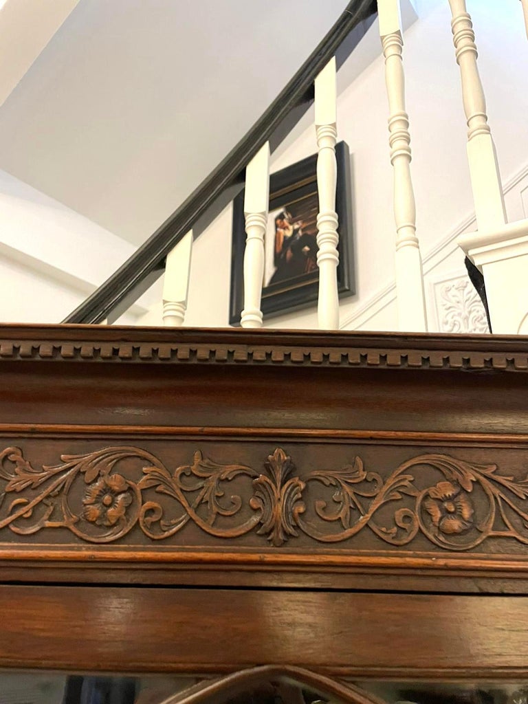 Antique Mahogany Astragal Glazed Carved Corner Cabinet For Sale at 1stDibs