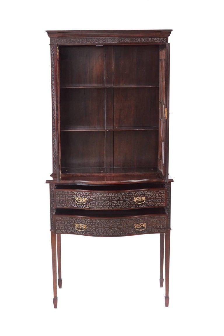 Antique Mahogany Blind Fret Display Cabinet at 1stDibs