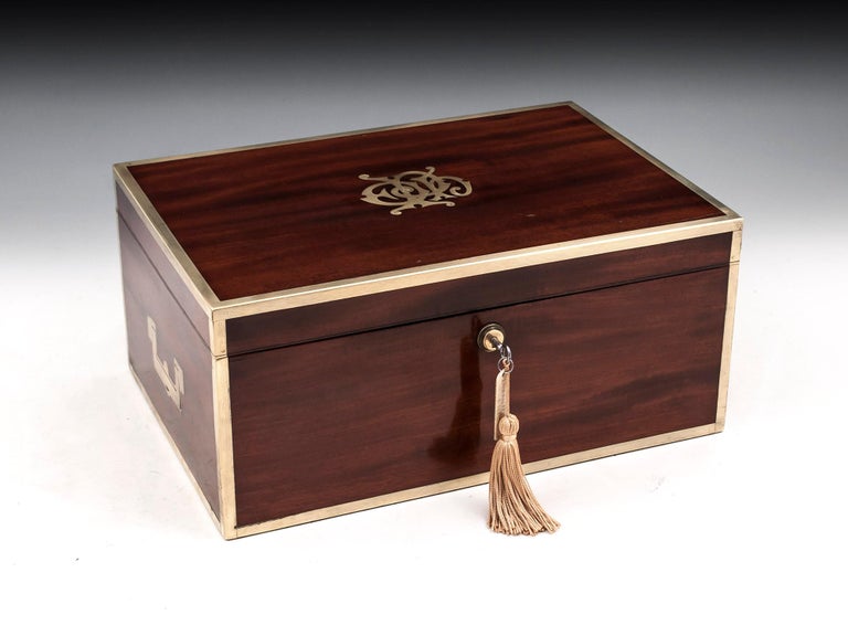Antique Mahogany Brass Bound Monogrammed Military Box 19th Century at ...
