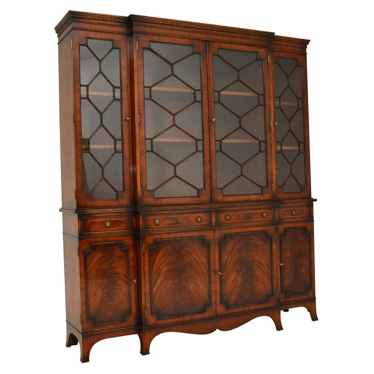 Antique Mahogany Breakfront Bookcase For Sale at 1stDibs | antique ...