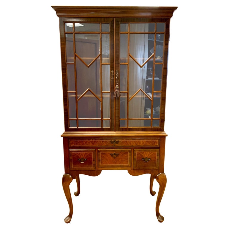 Antique Mahogany Chippendale Style China Cabinet Display Case at 1stDibs