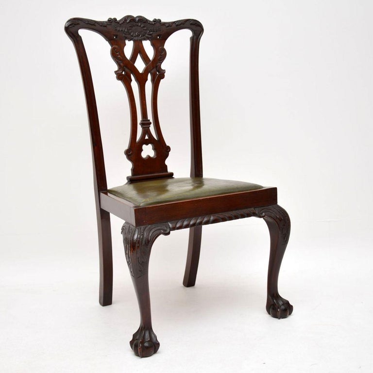Antique Mahogany Chippendale Style Dining Table and Six Chairs at ...
