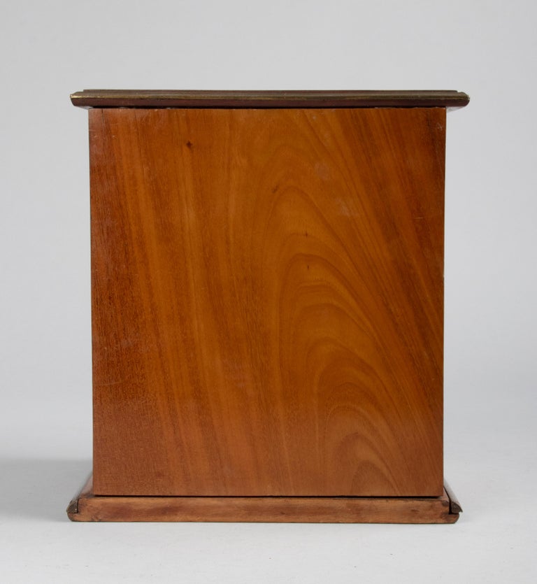 Antique Mahogany Cigar Box Humidor Tambour Sliding Door at 1stDibs