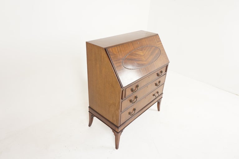 Antique Mahogany Desk, Drop Front Writing Desk, Scotland 1920, B2172 at ...