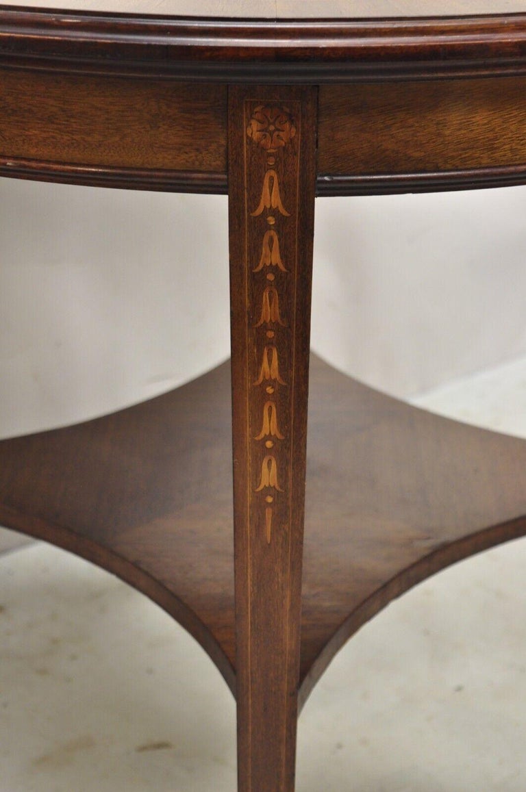 Antique Mahogany Edwardian Bellflower Inlay Round Center Table For Sale ...