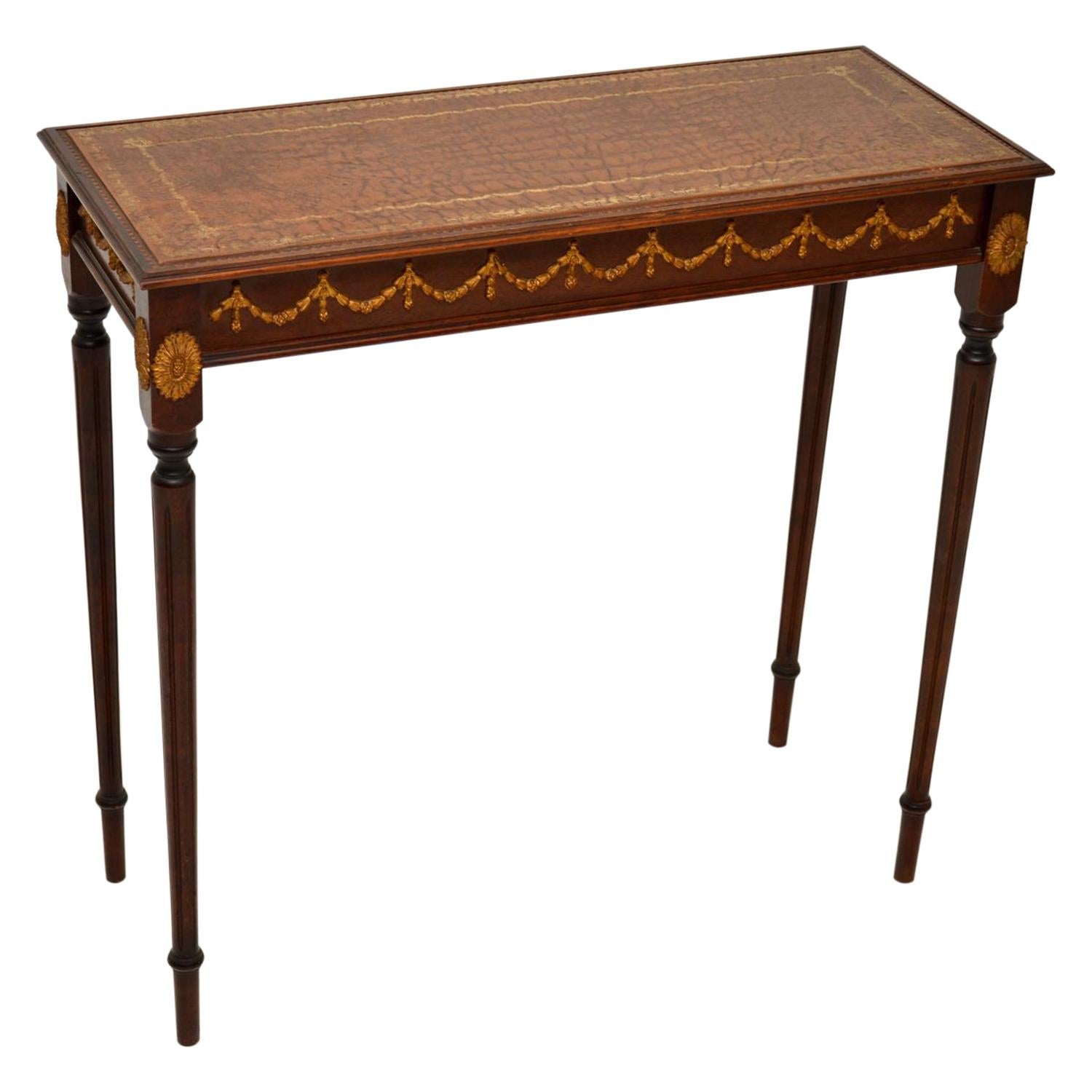Antique Mahogany Leather Top Console / Side Table at 1stDibs
