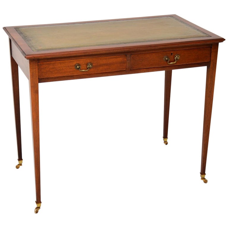 Antique Mahogany Leather Top Writing Table Desk at 1stDibs