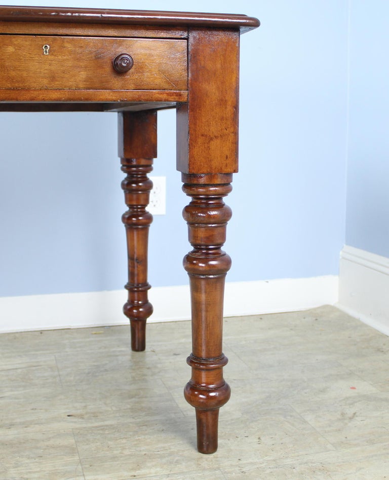 Antique Mahogany Leather Topped Writing Desk with Turned Legs For Sale ...