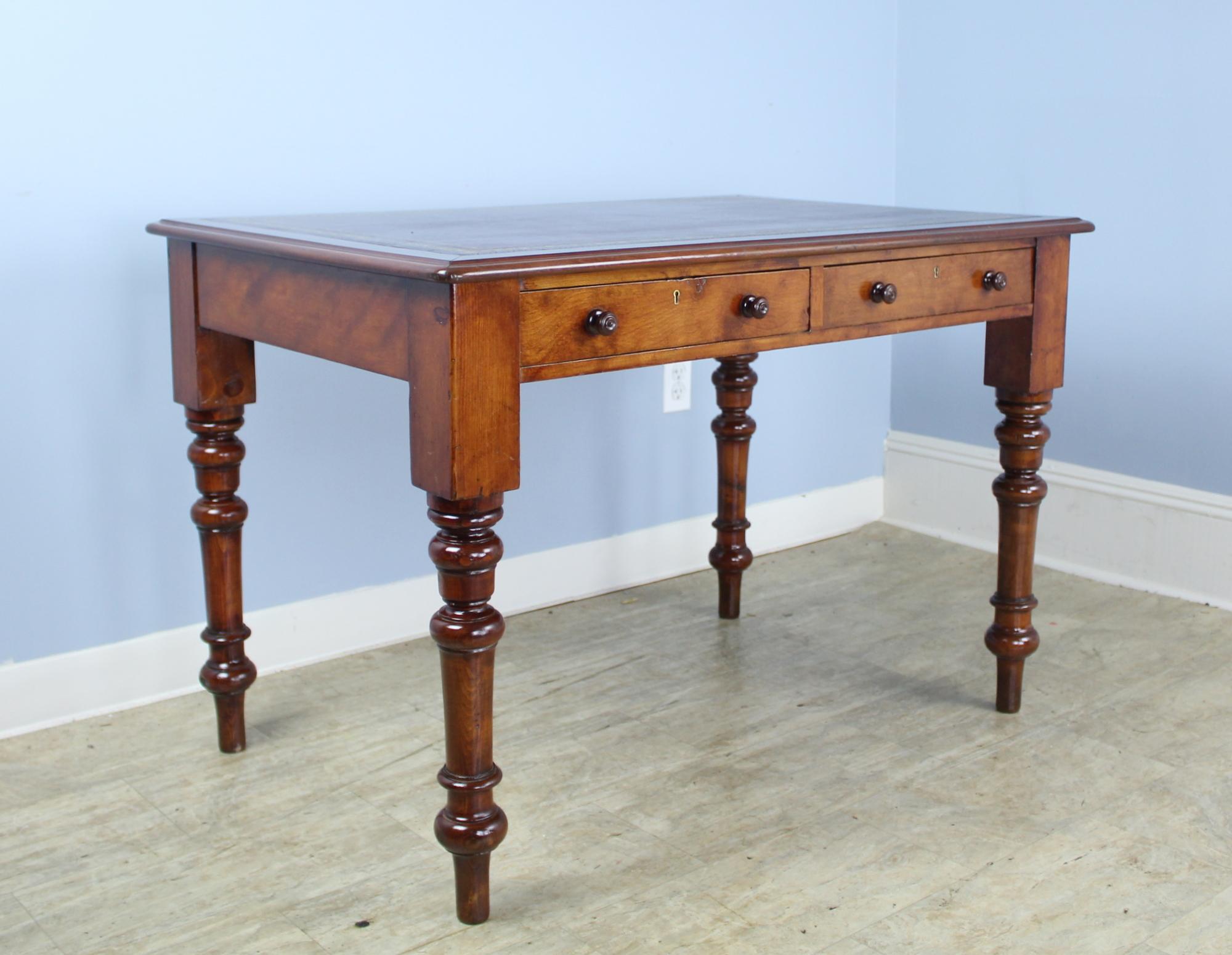 Antique Mahogany Leather Topped Writing Desk with Turned Legs at ...