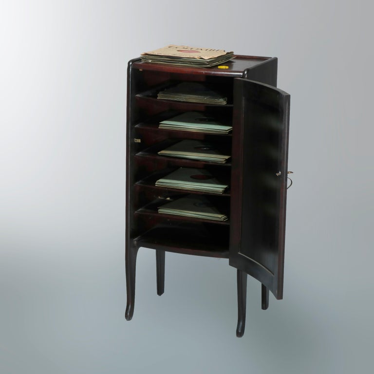 Antique Mahogany Record Cabinet and Vinyl Records, Circa 1910 at 1stDibs