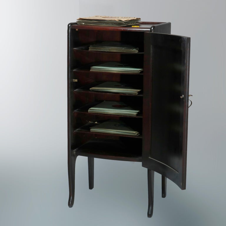 Antique Mahogany Record Cabinet and Vinyl Records, Circa 1910 at 1stDibs