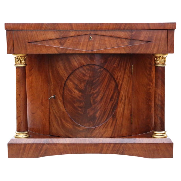 Antique Mahogany Regency Revival Console Cupboard Table For Sale at 1stDibs