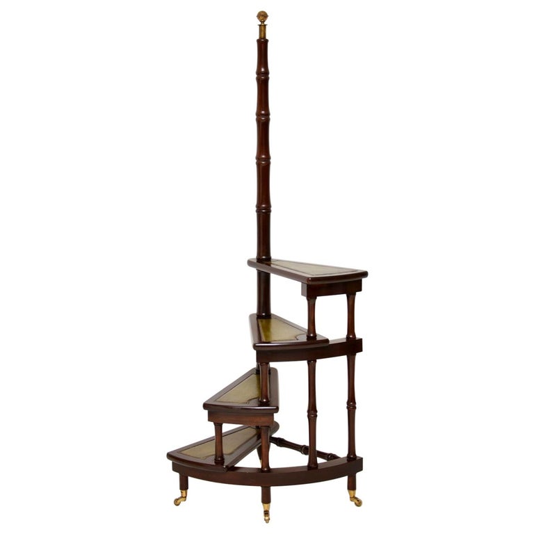 Antique Mahogany Regency Style Spiral Library Steps at 1stDibs
