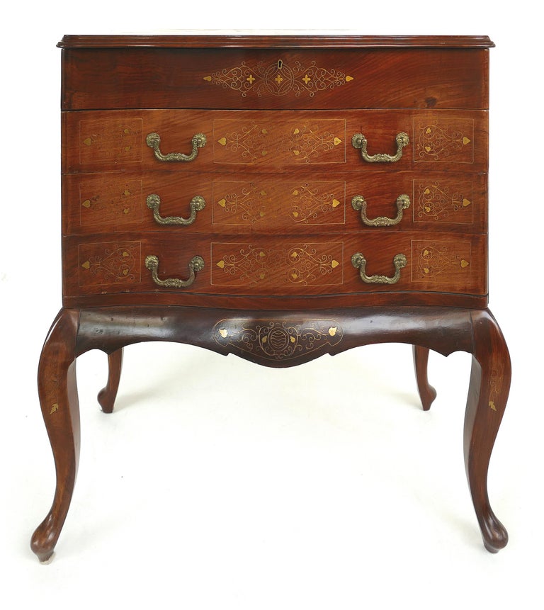 Antique Mahogany Silver Chest with Lift Up Top and Brass Inlay at ...