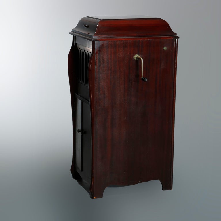 Antique Mahogany Victrola School Talking Machine Phonograph and Records ...