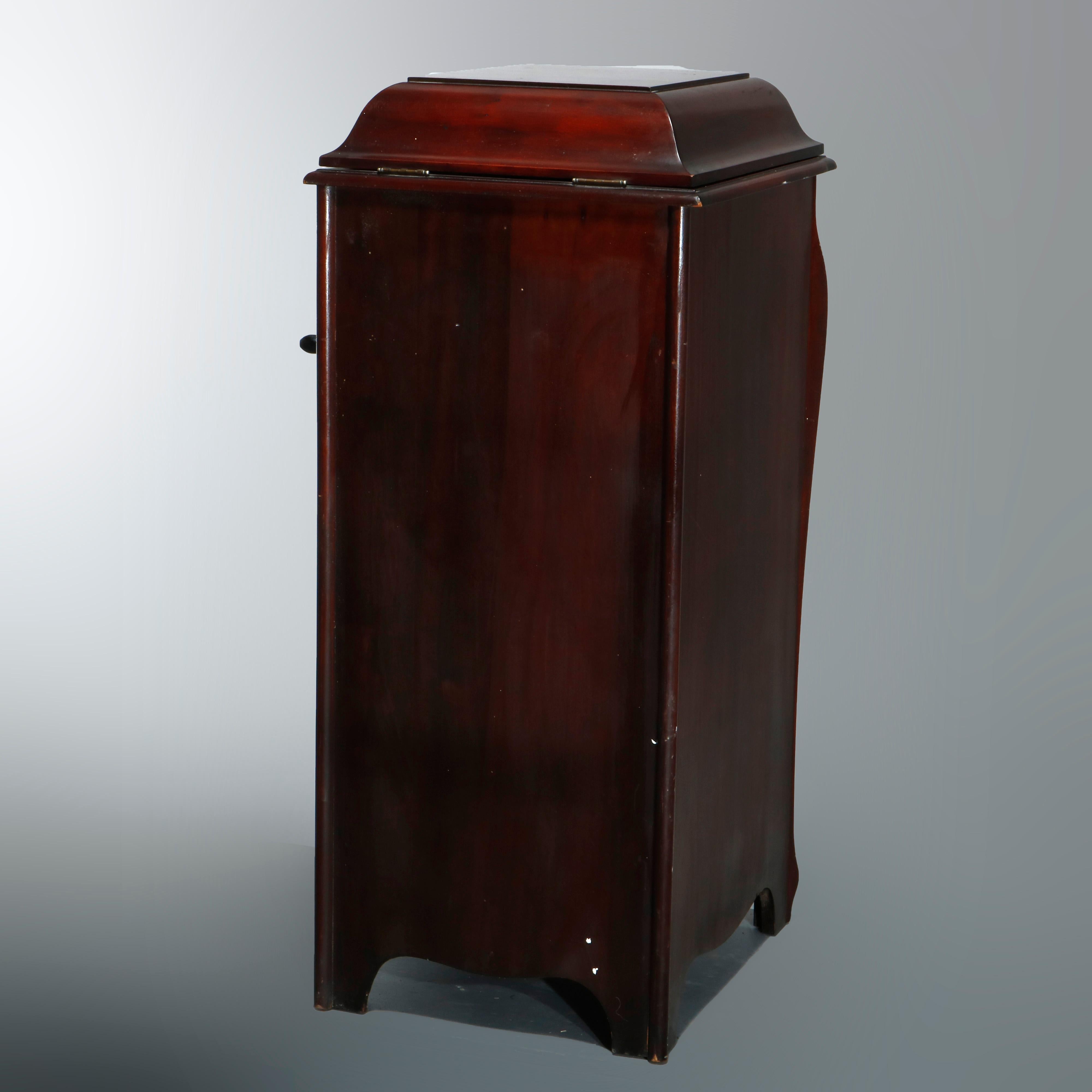 Antique Mahogany Victrola School Talking Machine Phonograph and Records ...