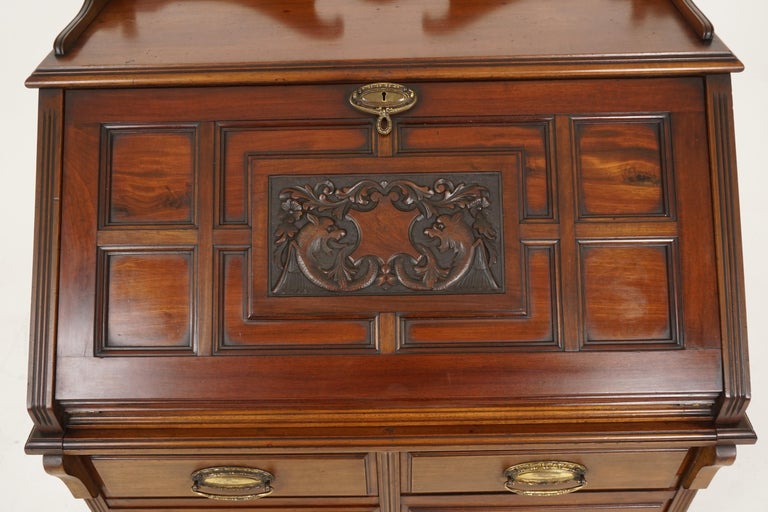 Antique Walnut Writing Desk, Arts and Crafts Fall Front Desk, Scotland ...