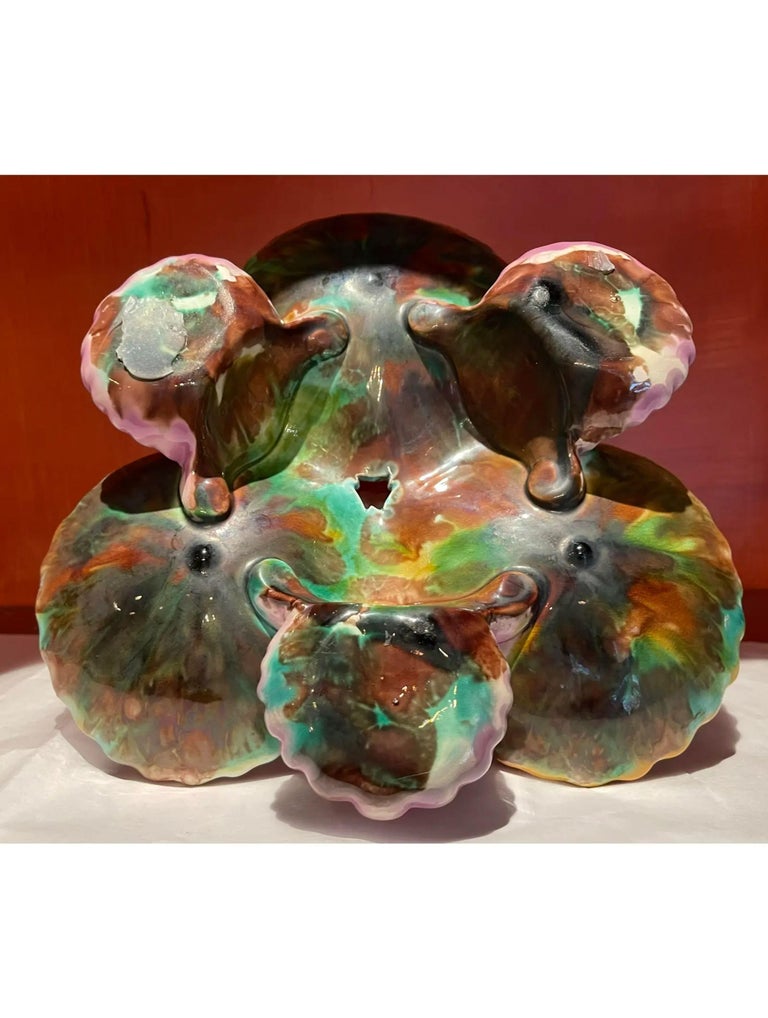 Antique Majolica Pottery Dolphin and Shell Centerpiece Bowl, 19th ...