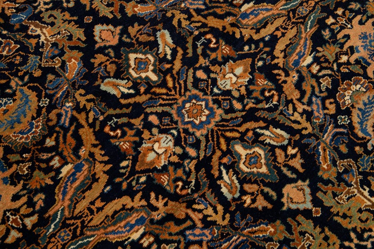 Antique Malayer Handmade Persian Navy Blue Oversize Wool Rug with ...