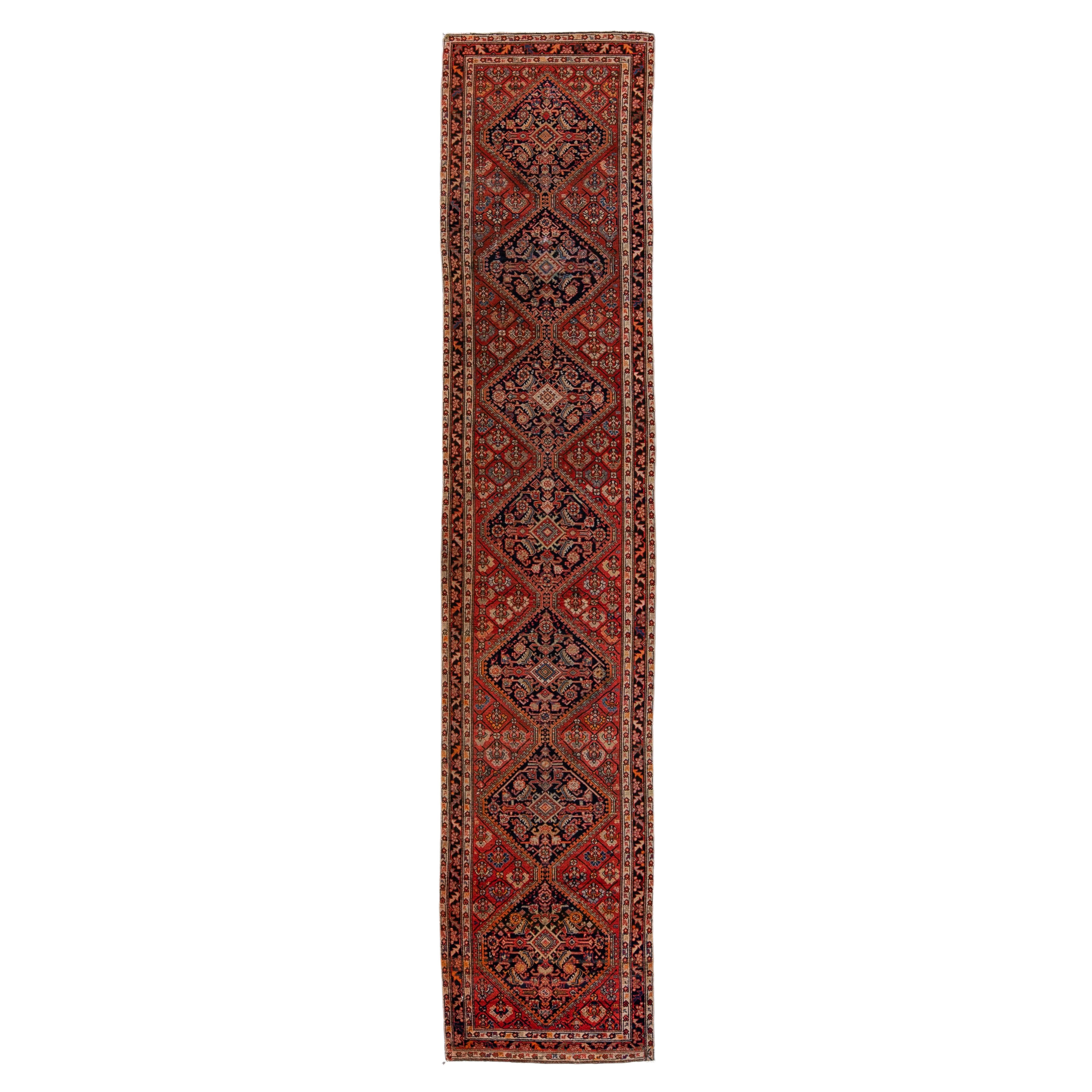 Peach Antique Malayer Handmade Wool Runner For Sale at 1stDibs