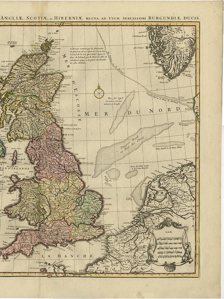Antique Map 'Colored Cartouches' of the British Isles by Covens and ...
