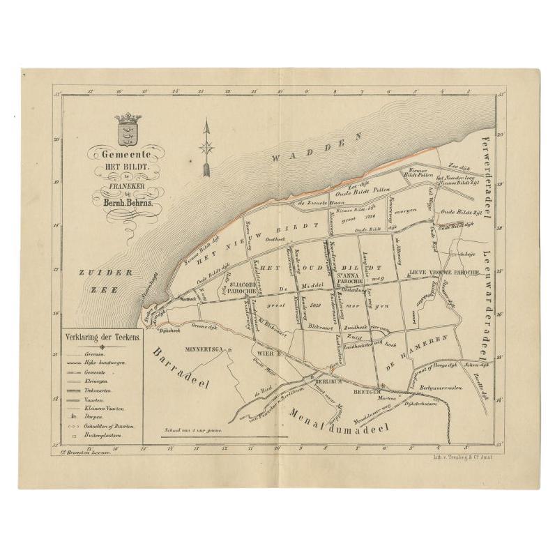 Antique Map Dutch Township of the Bildt, 1861 at 1stDibs