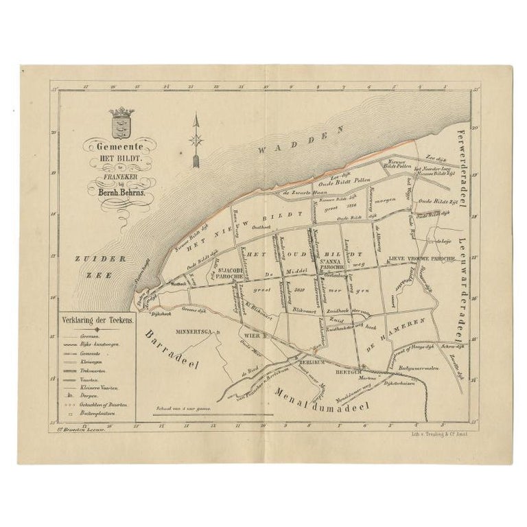 Antique Map Dutch Township of the Bildt, 1861 at 1stDibs