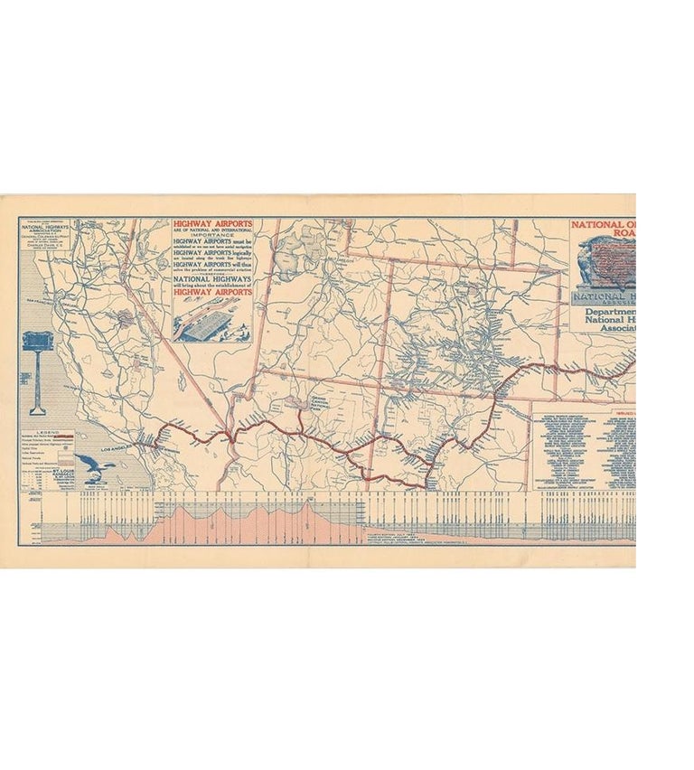 Antique Map of a Transcontinental Highway from Washington D.C. to Los ...