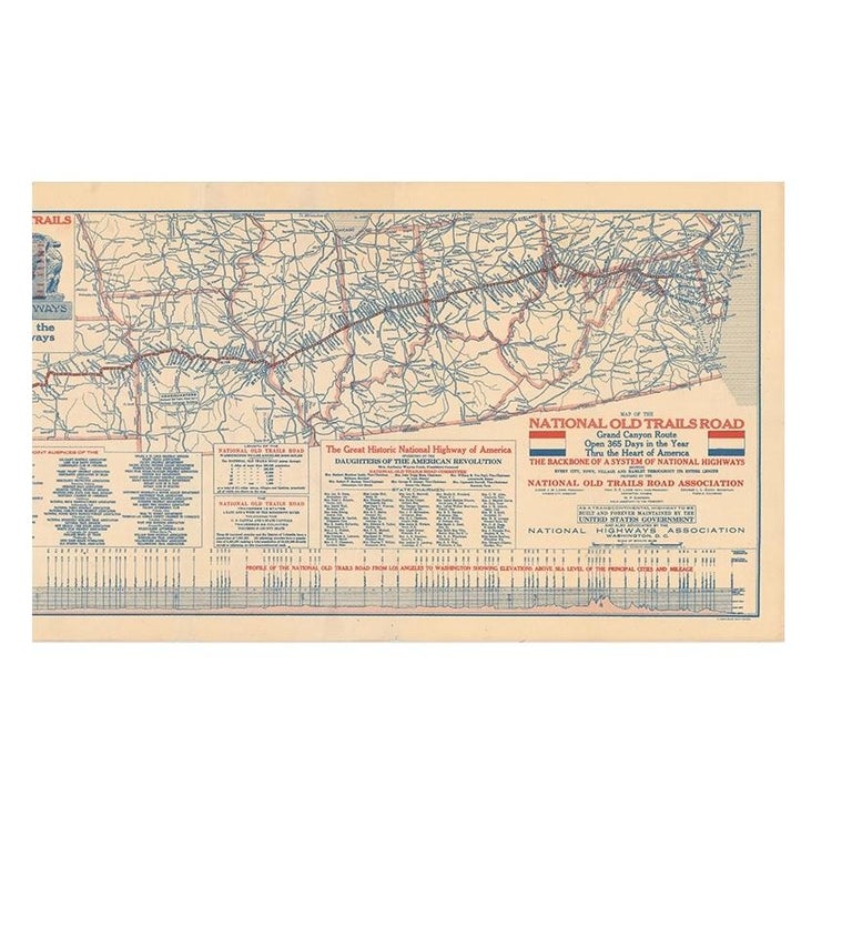 Antique Map of a Transcontinental Highway from Washington D.C. to Los ...