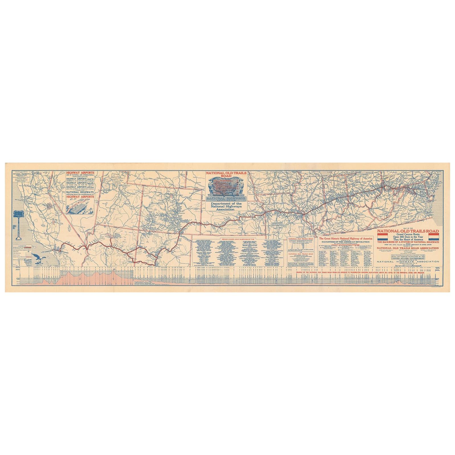 Antique Map of a Transcontinental Highway from Washington D.C. to Los ...