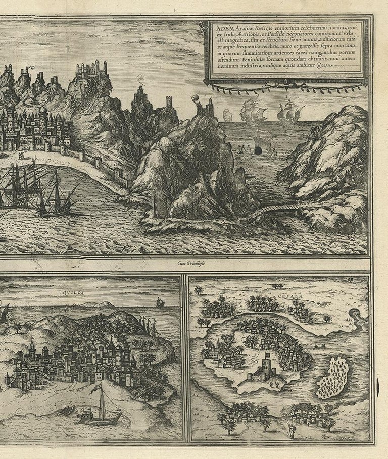 Antique Map of Aden, Mombasa, Kilwa and Sofala by Braun and Hogenberg ...