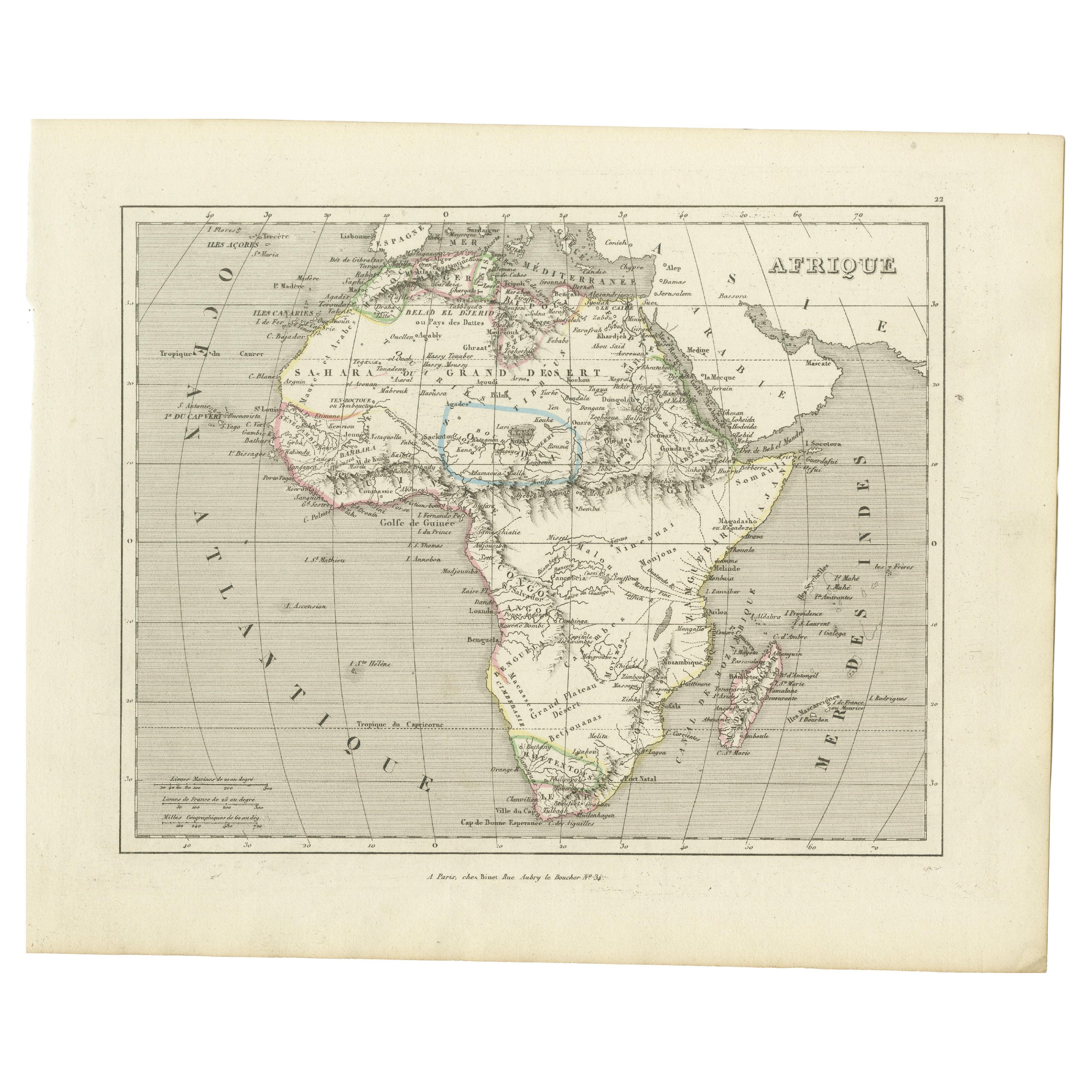 Old School Map Pull-Down Wall Chart Africa Continent Print Poster For ...