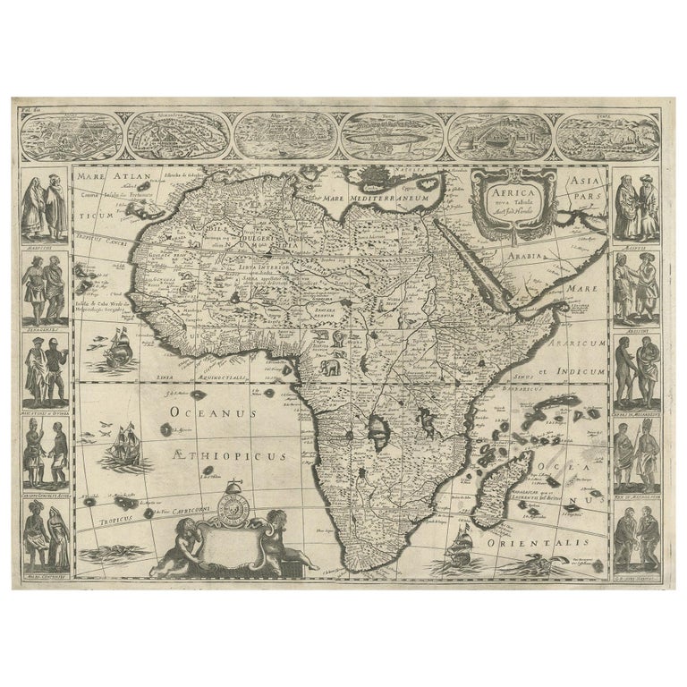 Antique Map of Africa Made after Hondius, circa 1655 For Sale at 1stDibs