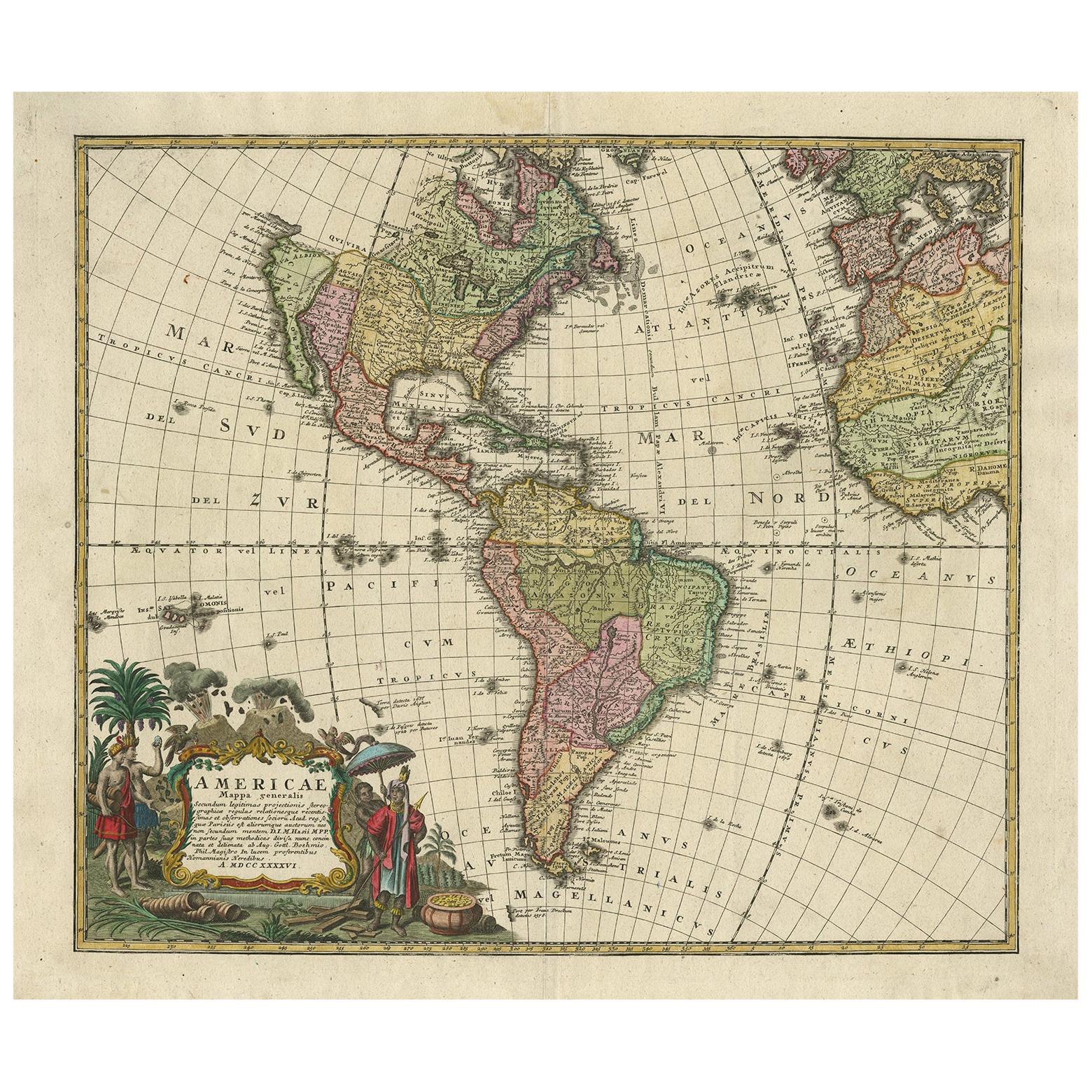 Antique Map of America by Homann Heirs, 1746 at 1stDibs